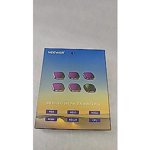 NEEWER ND Filter Set Compatible with DJI Mini 3/Mini 3 Pro, 6 Pack CPL ND8 ND16 ND32 ND64 ND128 Neutral Density Filter Drone Lens Accessory, Multi Coated HD Optical Glass, Lightweight Plastic Frame