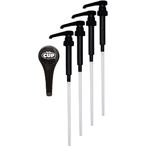 By The Cup Universal Black Coffee Syrup Pump (Pack of 4) - Fits Upouria, Torani Syrups, Davinci, Monin (1L Plastic Only)