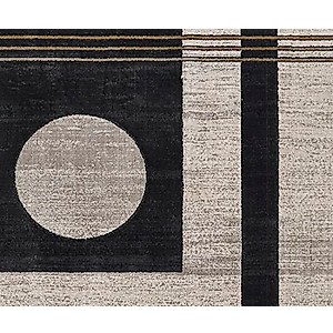 Momeni Edition Geometric Polyester Charcoal Area Rug, 7'9" x 9'10" Sized Rug for Living Room, Bedroom, Dining Room, and Kitchen