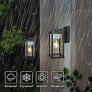 HUADEEC Outdoor Wall Lantern,Wall Sconce Light Fixtures,Wall Mount Front Porch Lights Outdoor for Entryway,Doorway,Matte Black E26 Base