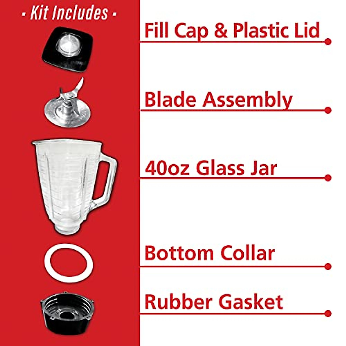 Brentwood P-OST722 Replacement Glass Jar Set, Oster Blender Compatible, 0.33 Gallon Capacity