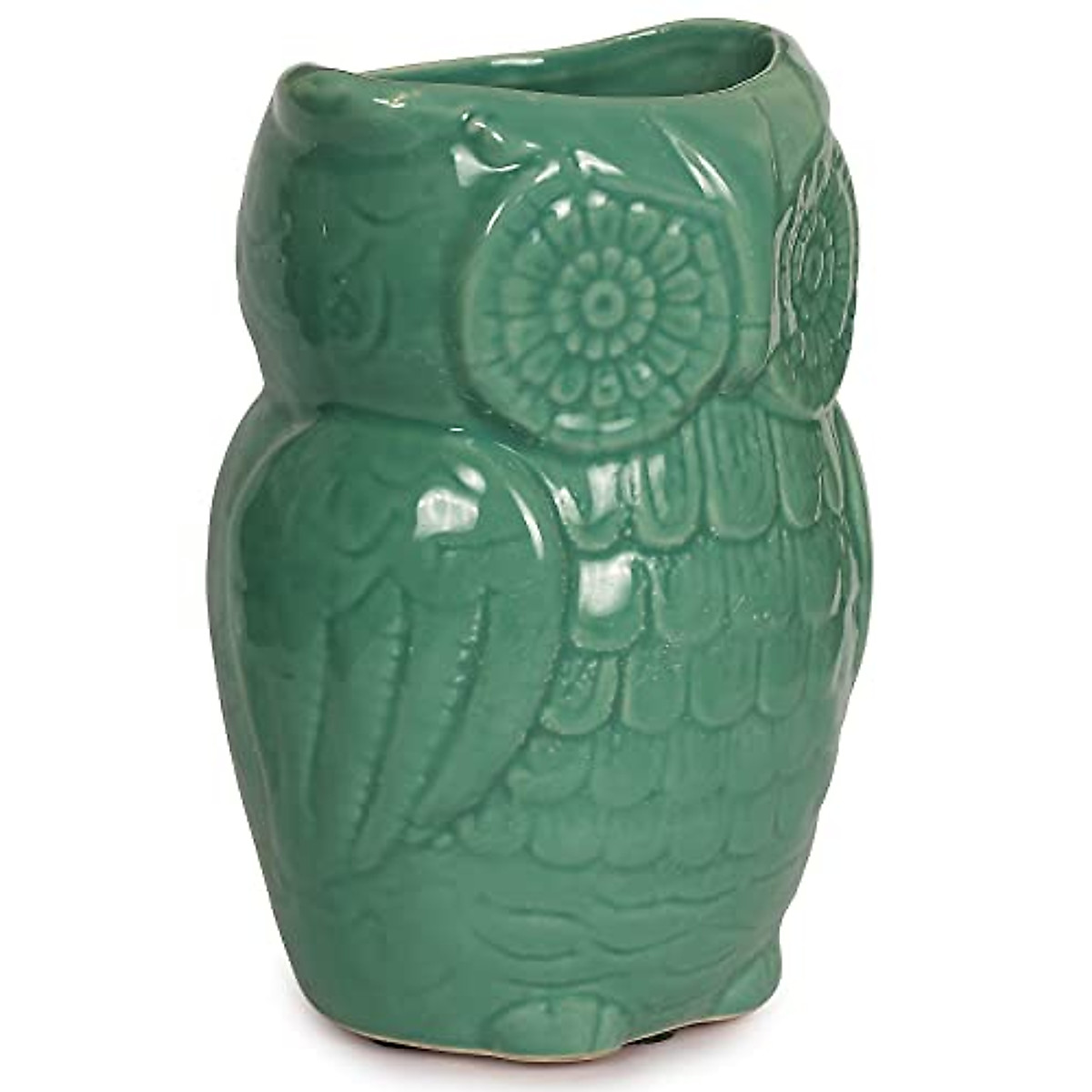 ABHANDICRAFTS Utensil Holder for Kitchen Counter 7.5" Inch Multi-Purpose Ceramic Organizer for Kitchen Decor, Paint Brush, Flower Vase, Cooking Tool Utensils Caddy for Countertop Aqua