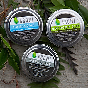 Aromi Solid Cologne | Sweet, Vanilla, Musk Fragrance, Vegan and Cruelty-free Scent, Portable, Travel, Small Gift, Men's Stocking Stuffer, Alcohol-free (Handsome)