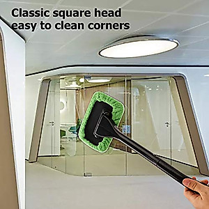 Windshield Cleaning Tool, XINDELL Microfiber Cloth Car Window Cleanser Brush with Detachable Handle Auto Inside Glass Wiper Interior Accessories Car Cleaning Kit