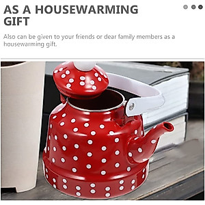 Tea Kettle Ceramic Enameled Teapot Red Dot Tea Kettle Stainless Steel Water Boiling Pot For Kitchen Stovetop 1.7L