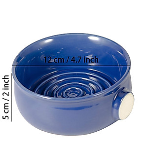 Grandslam Shaving Soap Bowl for Men, Wide Mouth, Ceramic, Easier to Lather and Clean, Non-slip Handle, Handmade Pottery Cup for Soap and Cream