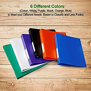 3 Ring Binder, HYUNLAI 3 Ring Binder 1 Inch, 1 Inch Binder Holds 8.5"11" Paper, Round Ring Binder Suitable for School, Home and Office(6 Pack)