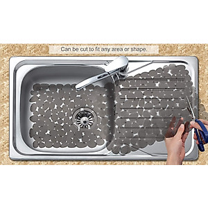 Bligli Pebble Sink Mat for Stainless Steel/Ceramic Sinks, 2 Pack PVC Sink Protectors Mats for Bottom of Kitchen Sink, Dish Drying Mat for Dishes and Glassware, 15.7 x 11.8 inch, Grey