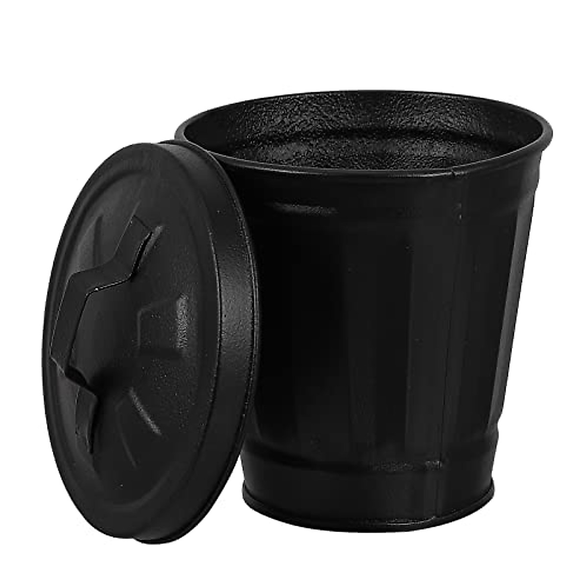 POPETPOP Mini Trash Can with Lid- Tiny Desktop Wastebasket Metal Garbage Bin Pen Holder Flowerpot Small Buckets Organizer for Home Office Kitchen