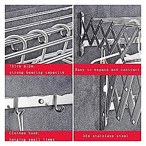 XMCX Retractable Laundry Drying Rack Wall Mounted Hanging Dryer Bathroom Towel Rack with Hook Space-Saving Washing Clothesline Easy Storage (Size : 100cm/39.4inch)