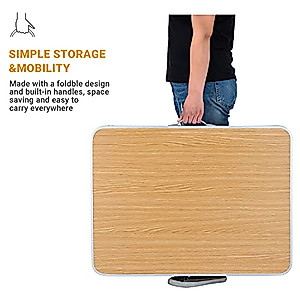 FUNDANGO Portable Table Lightweight Foldable with Handle Steel Frame Fold Up Small Desk for Camp, Outdoor, Beach Side, Picnic, 31.5x23.6x26.8Inches, Yellow, 31.5"x23.6"x26.8"