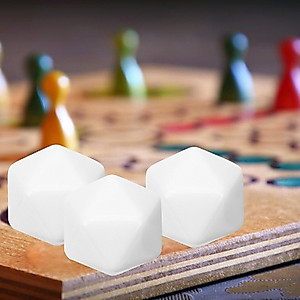 ibasenice D20 10pcs Blank White Dice Set Acrylic 20 Sided Dices DIY Craft Dice Cubes for Math Counting Teaching Board Games DIY Sticker Party Fun D20 Dice