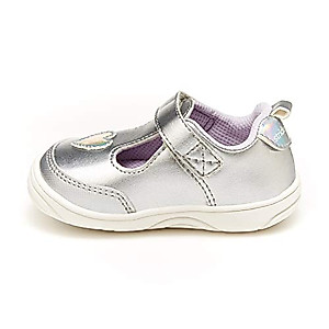 Stride Rite Baby Girls Mariella First Walker Shoe, Silver, 3 Infant