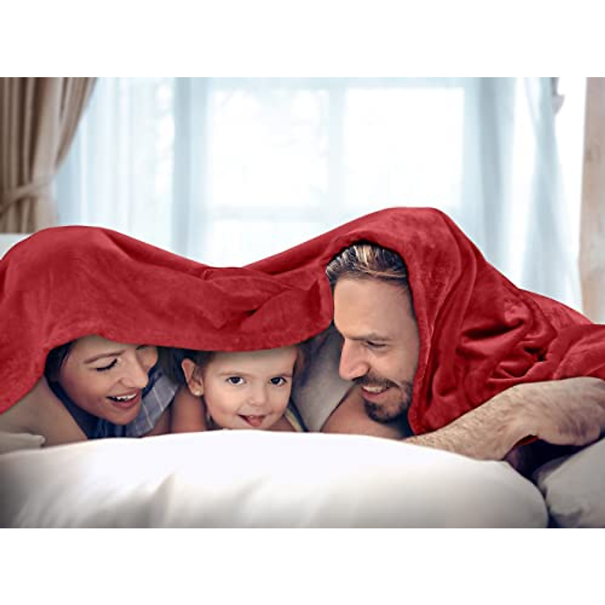 Utopia Bedding Fleece Blankets Bundle Pack of Black and Burgundy Queen Size Bed Blankets