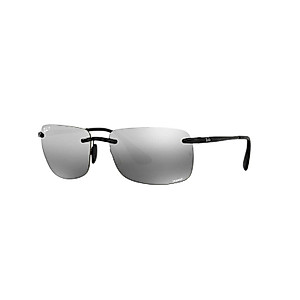 Ray-Ban Men's RB4255 Chromance Square Sunglasses, Black/Polarized Grey Mirrored Silver, 60 mm