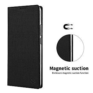 LUSHENG Huawei P40 Lite 5G/Nova 7 SE Case, Magnetic Flip Wallet Book Style PU Leather Protective Case Cover with Card Slots and Stand Function for Huawei P40 Lite 5G/Nova 7 SE - Black