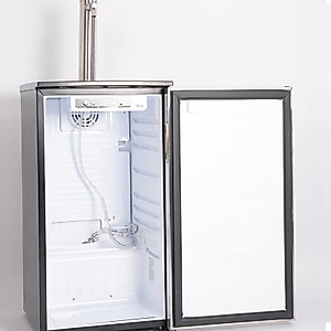 BHTOP Kegerator, Draft Beer Dispenser, Stainless Steel Beverage Cooler，Mounted CO2 Cylinder, Temperature Control, Drip Tray & Rail | Fits 1/6 Kegs