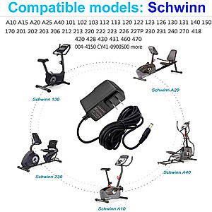 9V AC Power Cord for Schwinn A10 A20 430 420 460 101 130 150 170 202 220 230 240 270 Bike Exercise Elliptical Recumbent Upright Trainer Power Supply
