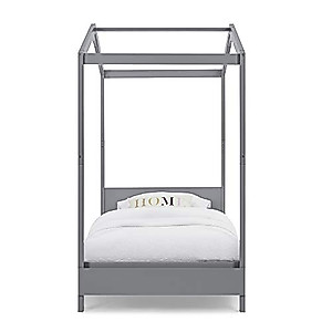 Delta Children Poppy House Wood Twin Bed, Platform Bed - No Box Spring Needed, Grey