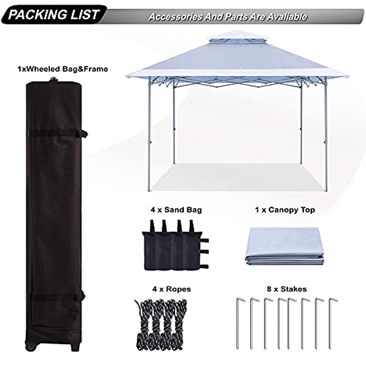 ABCCANOPY Easy Set-up 13x13 Canopy Tent 169 sq.ft Sun Shade