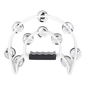Hand Tambourine Double Row Jingle Handbell Tambourine Percussion Musical Instrument 6 Colors(White)
