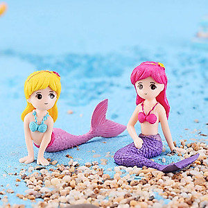 Miniature Mermaid Figurines 4 Pcs, Mini Mermaid Toy Figure Collection Playset Doll Birthday Cake Toppers Decoration Wedding Party Supplies Moss Landscape DIY Terrarium Crafts Ornament