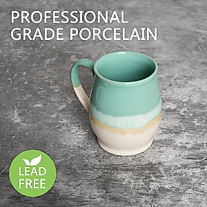 Bosmarlin Extra Large Ceramic Coffee Mug, 25 Oz, Dishwasher and Microwave Safe, Big Oversized Tea Cup for Office and Home (Green)