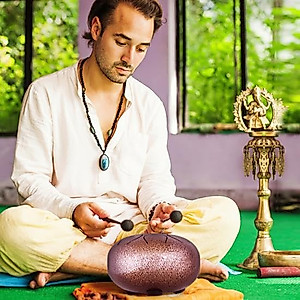 Pyle Professional Pan Drum, Steel Drum, Steel Pan Drum Music, Finger Steel Drums, Jamaican Drum, Harmonic Handpan, Includes Rubber Musical Mallet and Travel Bag (PHDRUM84)