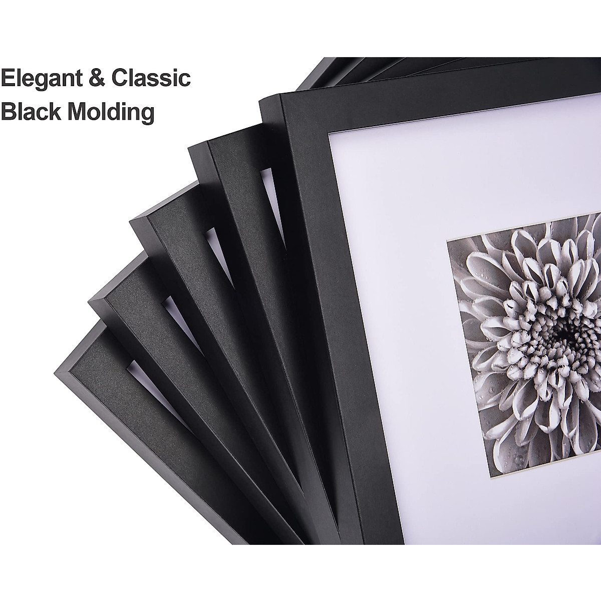 Yaetm 12x12 Picture Frames Black Set of 4, Square Frame Displays 8x8 with Mat or 12 x 12 without Mat, Gallery Wall Frames 12x12 for Wall Mounted (4 Pack, Black)