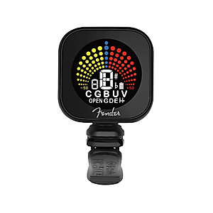 Fender Flash 2.0 Guitar Tuner Clip On, Rechargeable Guitar Tuner for 6 Strings, Battery and Micro USB Audio Charger Included, 4x3x2 Inches, 1 Count,Black