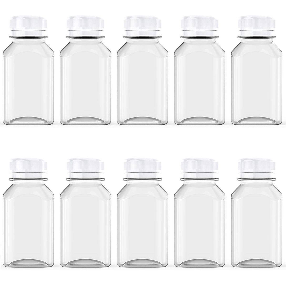 10 Pcs 5 Ounce Juice Bottles Plastic Milk Bottles Bulk Beverage Containers with Tamper Evident Caps Lids White for Milk, Juice, Drinks and Other Beverage Containers