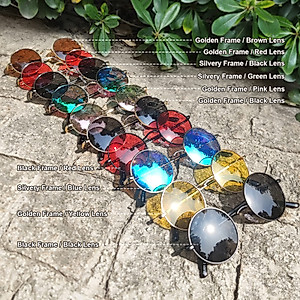 ANZIW Round Polarized Sunglasses Men Women,Retro Metal Hippie Shades with 100% UV Protection