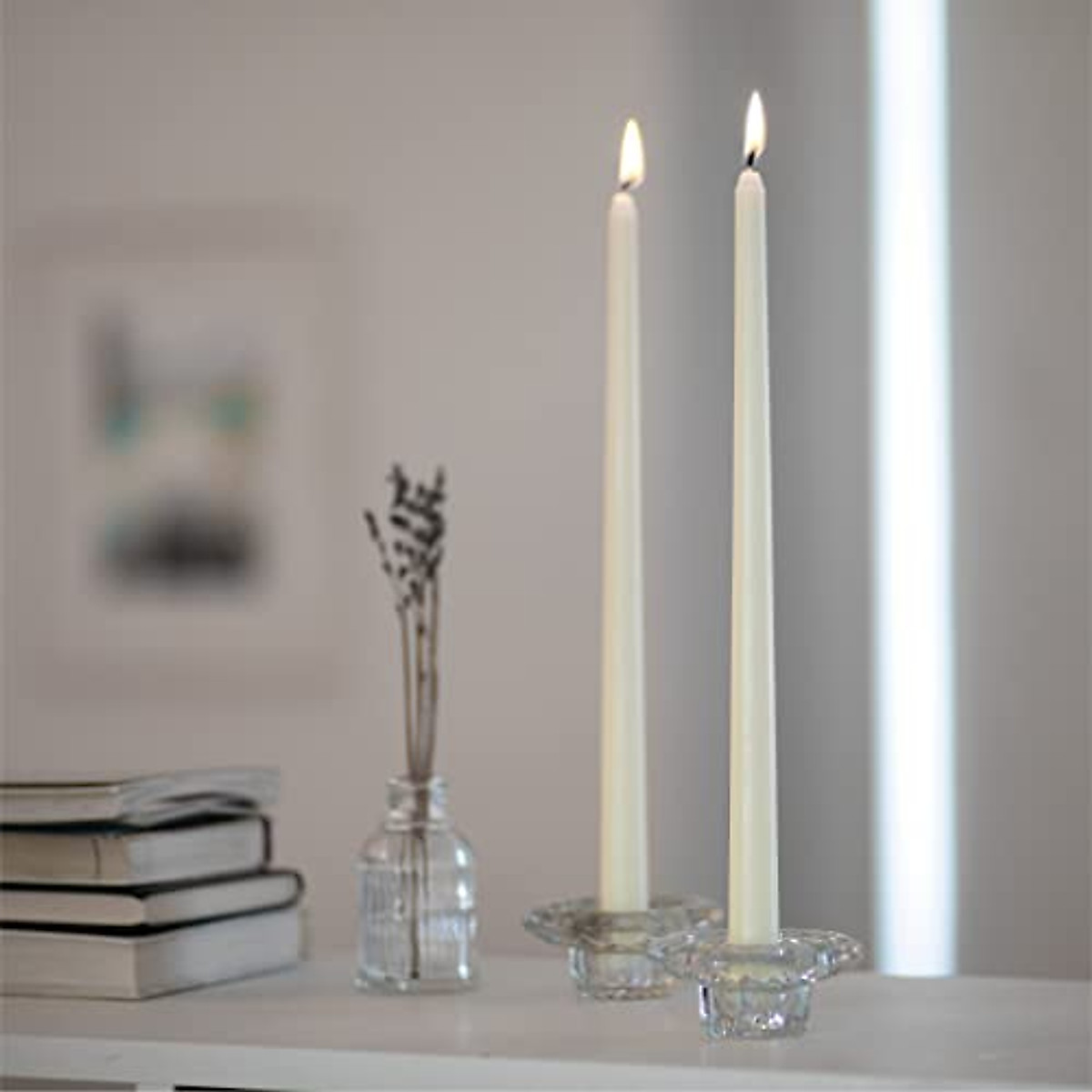 CANDWAX Ivory Taper Candles 14 inch Dripless - Set of 12 Tapered Candles Ideal as Dinner Candles - Smokeless and Unscented Taper Candles Long Burning - Hand Poured Tall Candlesticks