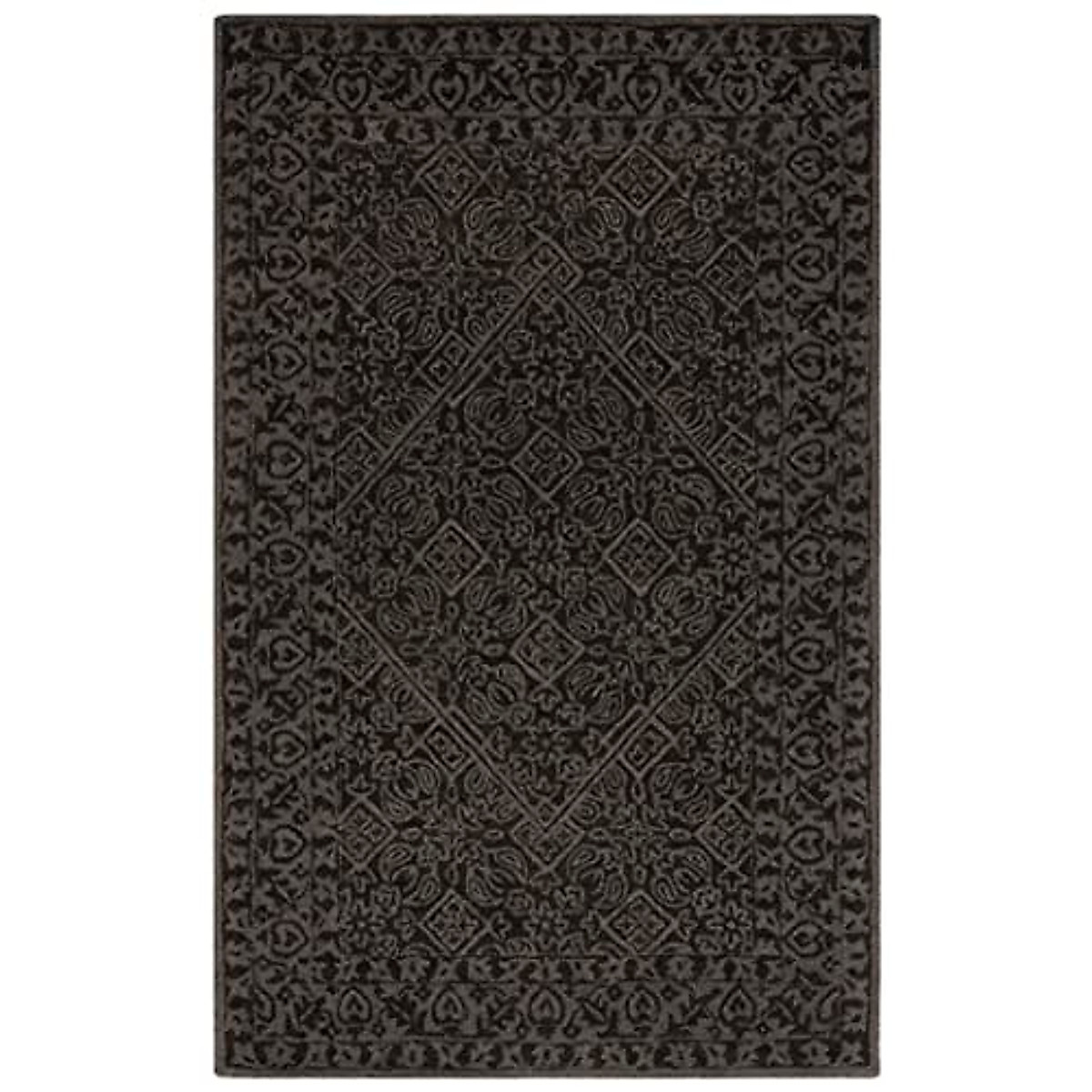 SAFAVIEH Dip Dye Collection Area Rug - 8' x 10', Dark Grey, Handmade Oriental Diamond Wool, Ideal for High Traffic Areas in Living Room, Bedroom (DDY151H)