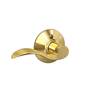 Schlage F10 V ACC 605 Accent Door Lever, Hall & Closet Passage Lock, Bright Brass