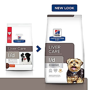 Hill's Prescription Diet l/d Liver Care Chicken Flavor Dry Dog Food, Veterinary Diet, 17.6 lb. Bag, White