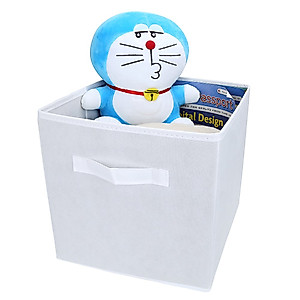 EZOWare Set of 6 Foldable Fabric Basket Bin Collapsible Storage Cube For Nursery, Kids Toys Organizer, Shelf Cabinet (White)