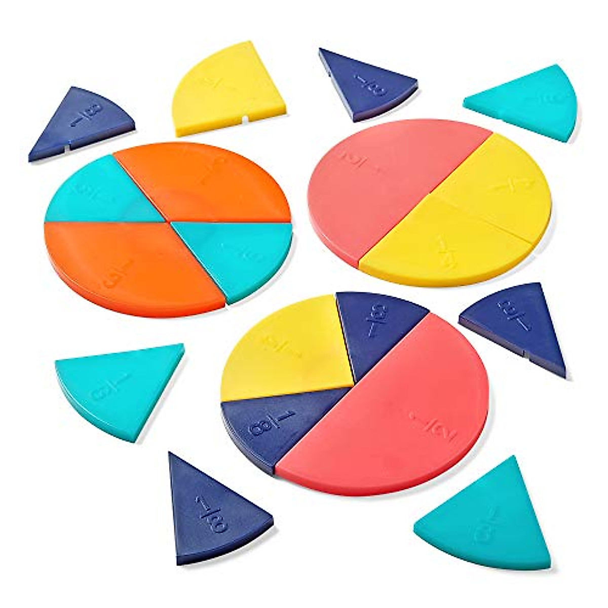 hand2mind Plastic Connecting Fraction Circles, Fraction Manipulatives, Unit Fraction, Rainbow Circle Math Manipulatives, Fraction Games, Montessori Math, Homeschool Supplies (Set of 5)