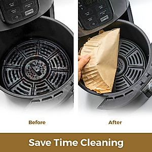 FLUXZY Air Fryer Paper Tray – 100 Pack – 7.9 inches Disposable Air Fryer Parchment Paper Baskets – Round – Non-Stick – Greaseproof – Waterproof - Instant Pot – Recycled Pure Wood Pulp