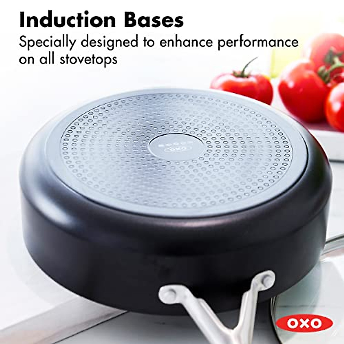 OXO Agility Series 5QT Saute Pan with Lid, Ceramic Nonstick Cookware PFAS-Free, Induction Suitable, Quick Even Heating, Stainless Steel Handles, Chip-Free Rims, Dishwasher and Oven Safe, Black