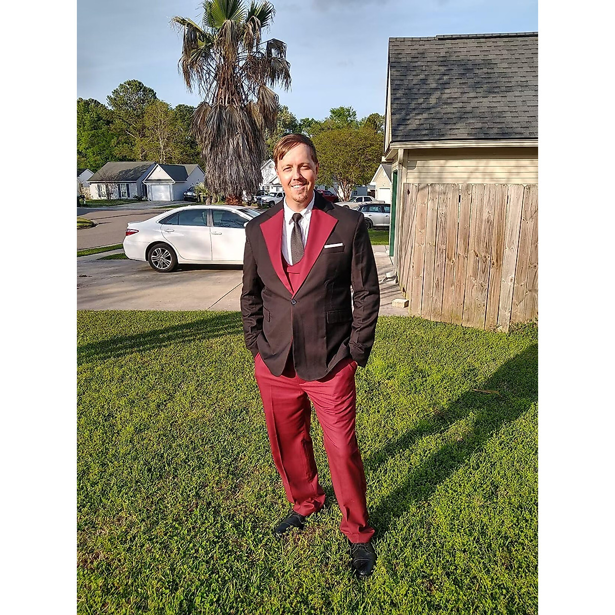 Men's Formal Wear Slim Fit 3 Piece Suit One Button Business Wedding Prom Suits Blazer Tux Vest & Trousers Purple