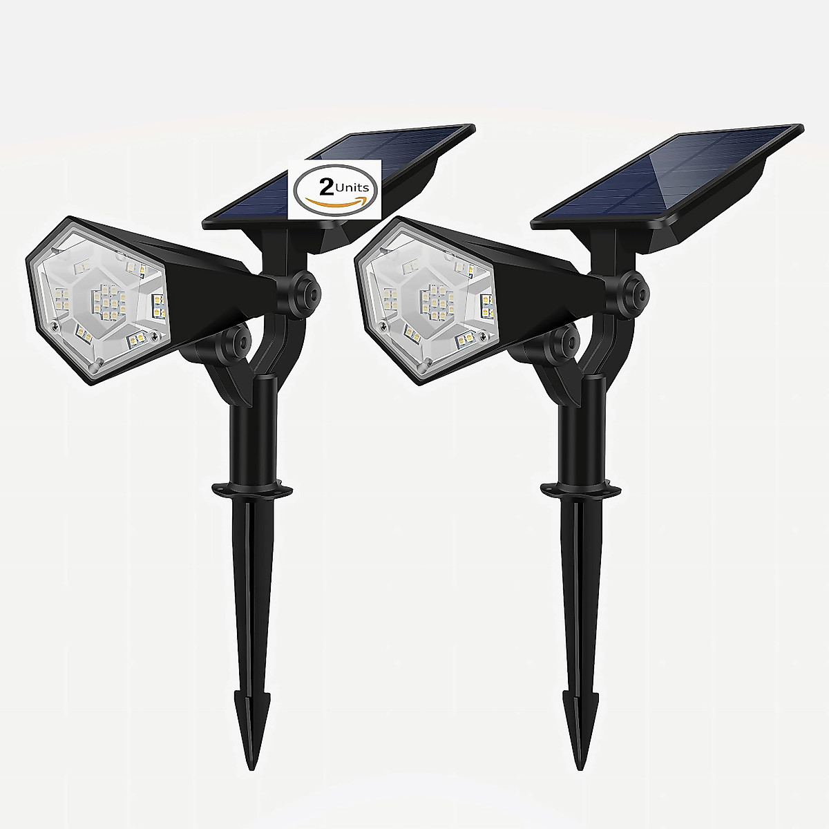 Outdoor Solar Lights - Solar Spotlight - Solar Lighting for Garden, Patio and Lawn - Wall or Pole Mount - Easy Installation - Waterproof - Adjustable, [4] Light Modes - Pack 2