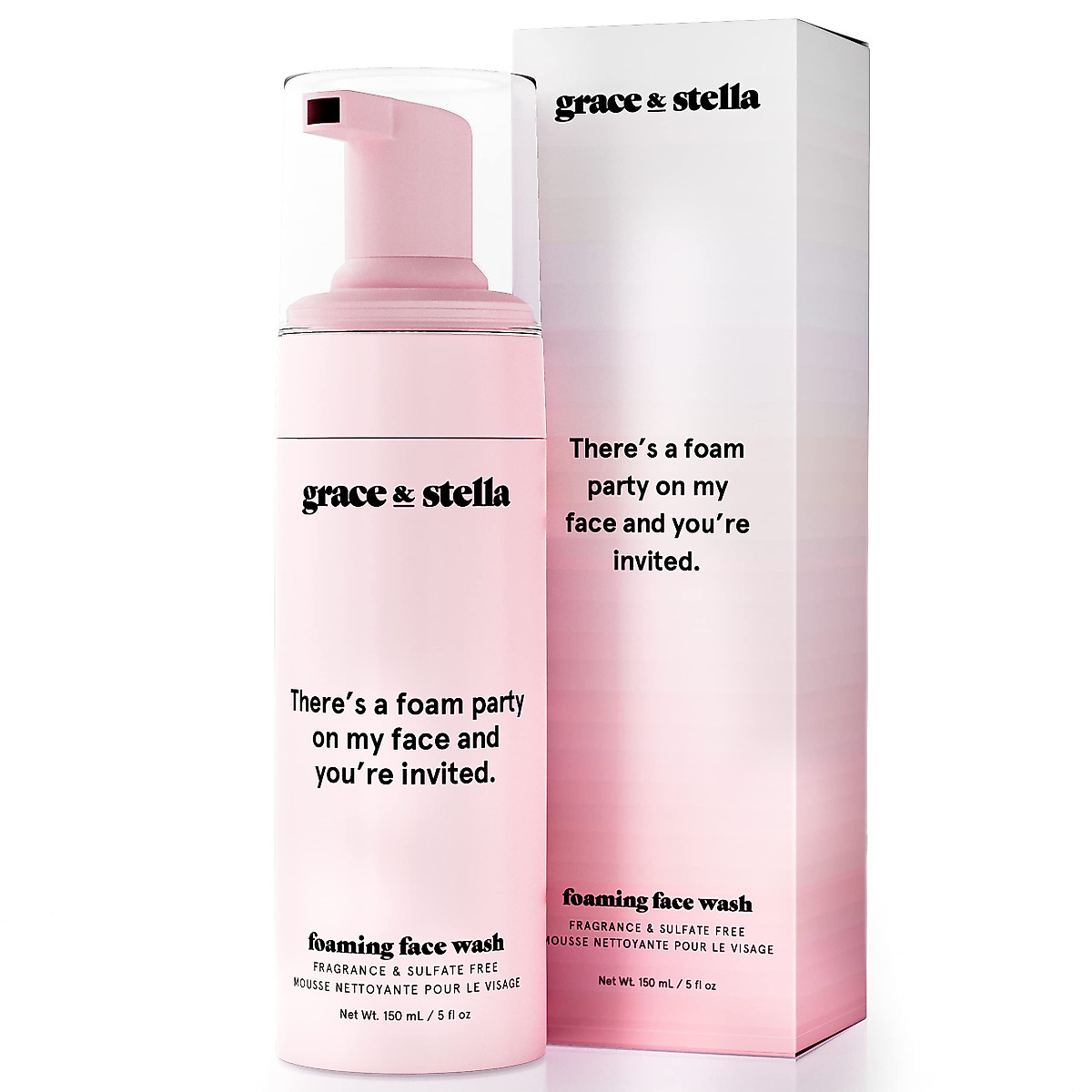 grace & stella Foaming Facial Cleanser (150ml) - Sensitive Skin Face Wash - Vegan - Limpiador Facial - Hydrating Facial Cleanser - Face Wash Sensitive Skin - Cleanser For Dry Skin