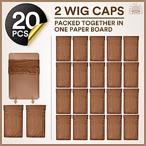 Teenitor Wig Caps, 20 Pack Stretchy Nylon Skin Tone Wig Application Caps for Women and Men - Brown