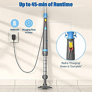 (2023 Upgrade) Efurden Handheld Pool Vacuum with Round Brush to Clean The Water Line, Rechargeable Pool Cleaner Perfect for Spas, Hot Tubs and Small Pools for Sand and Debris, Blue