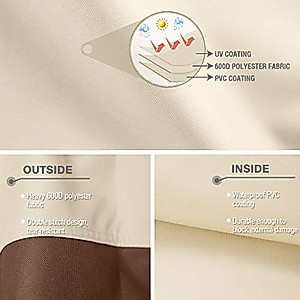 Tuyeho Patio Square Fire Pit Cover 36 x 36 x 22 inch, 600D Heavy Duty Outdoor Fire Table Cover, Waterproof & Weather Resistant for Your Fire Bowl (Beige & Brown)