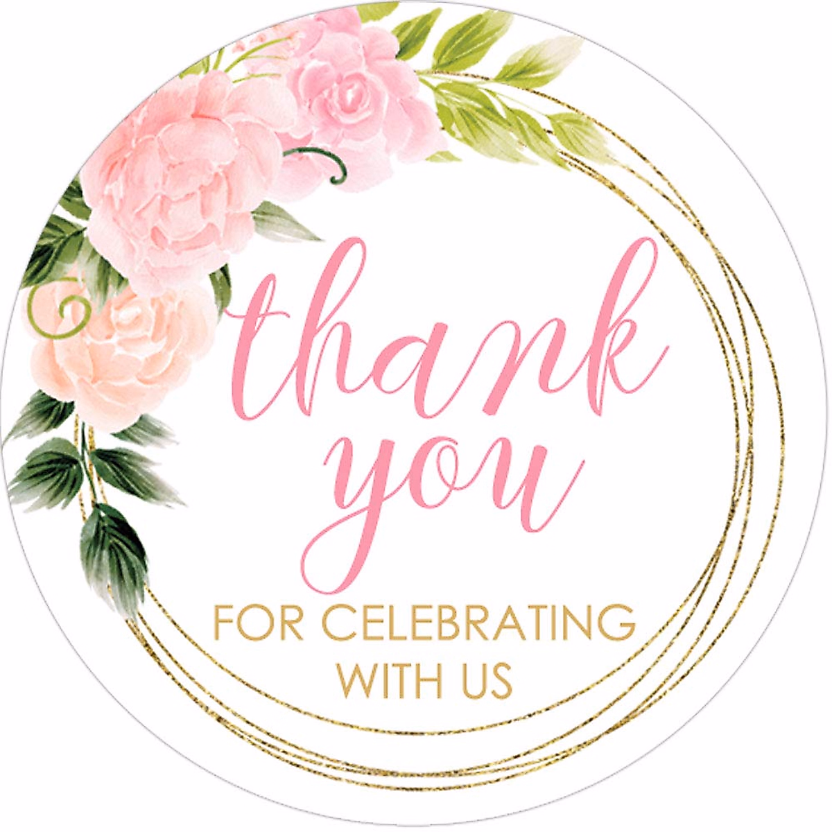 1.9 Inch Stickers Thank You for Celebrating with Us Labels Girl Baby Shower or Wedding Favors Set of 60 (Floral)