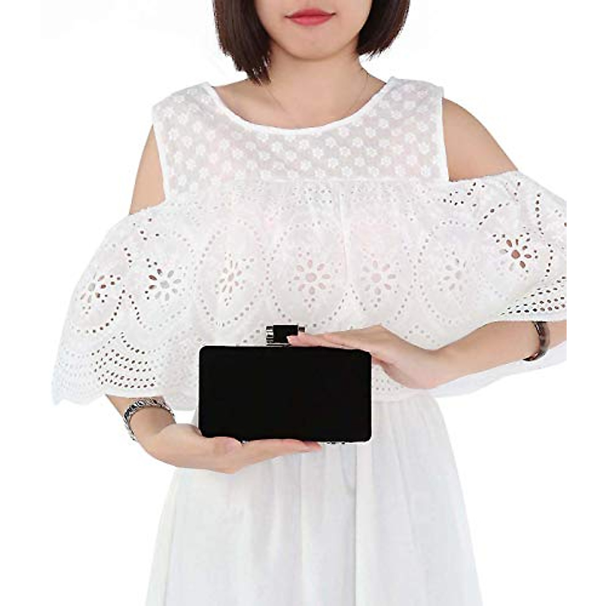 Selighting Elegant Velvet Clutch Evening Bags for Women Formal Wedding Party Clutch Purse Prom Cocktail Handbags Black