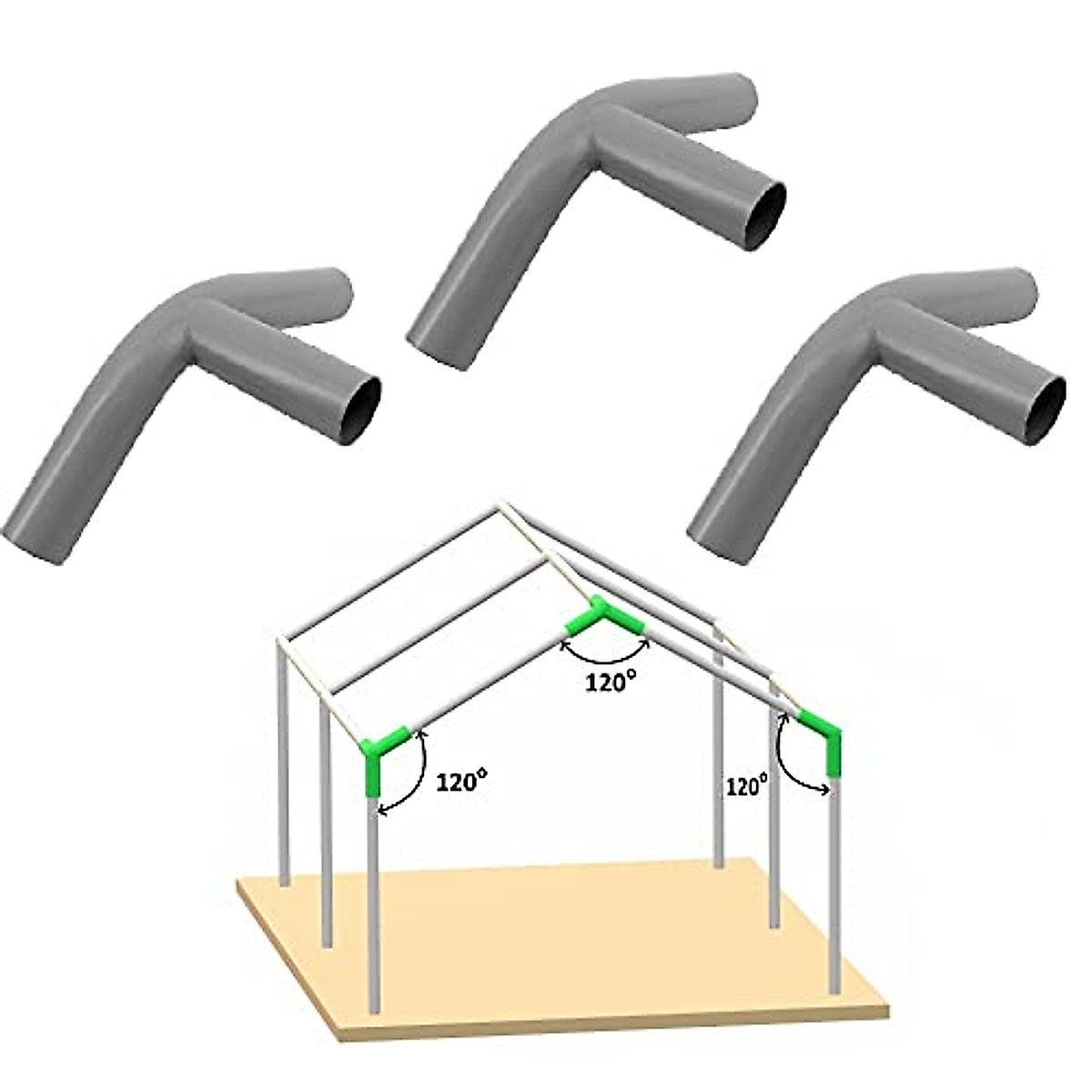 Canopy Fittings 1-3/4" Frame Connectors 3 Way, 4 Way Set for Shelter Carport Deck Shed Kit, 3/Pack (3-Way Gray)