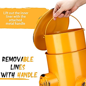 Hoolerry Fire Hydrant Trash Can Retro Creative Garbage Can with Inner Bucket Large Capacity Wrought Iron Pedal Trash Can Indoor Outdoor Waste Bins for Park Garden Kitchen Garbage (Yellow, Medium)